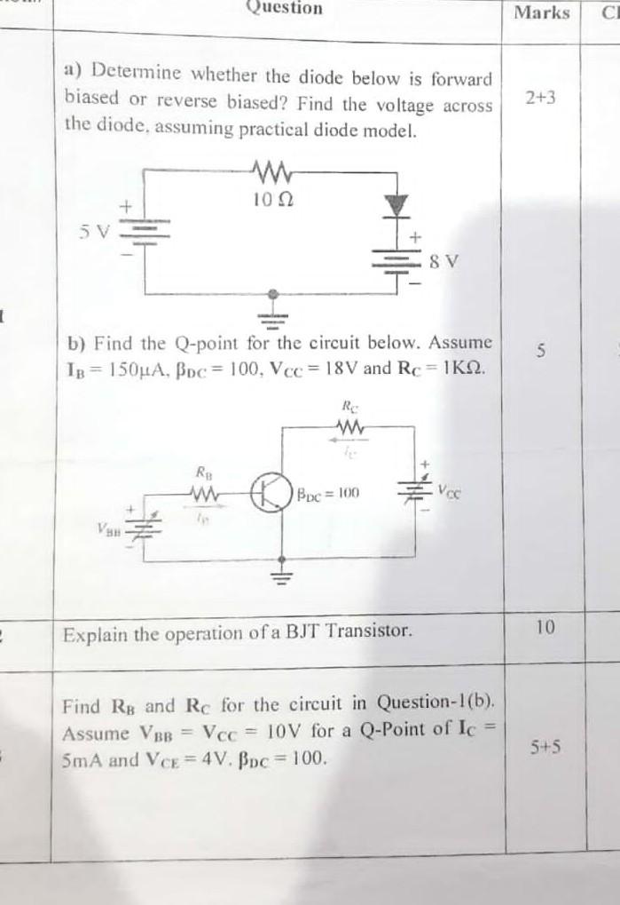 Solved a) Determine whether the diode below is forward | Chegg.com