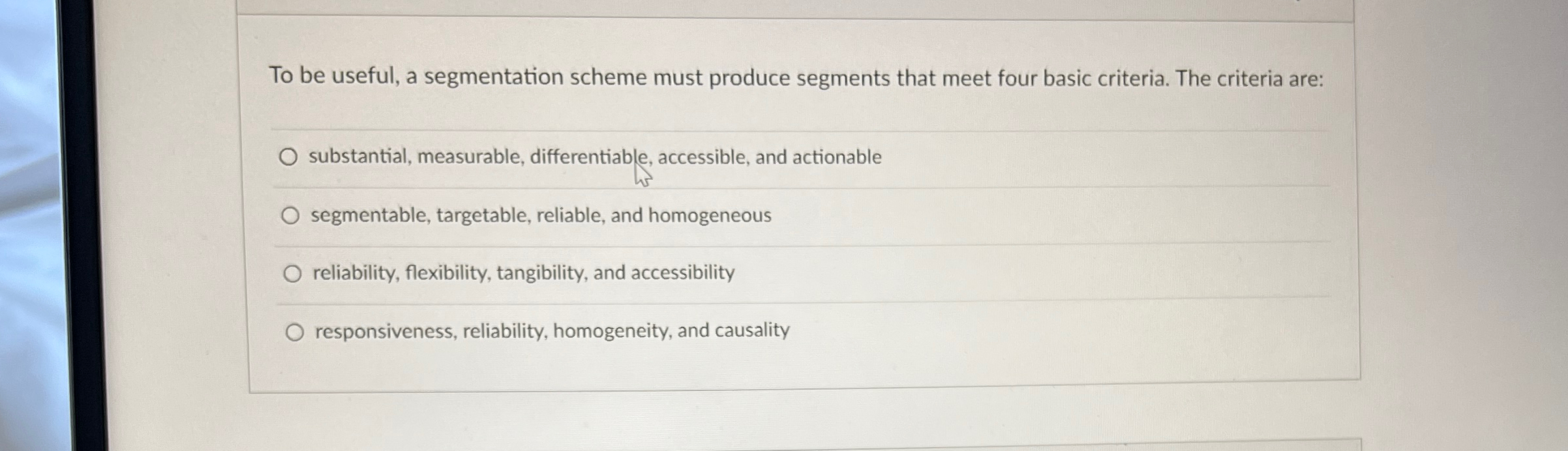 Solved To be useful, a segmentation scheme must produce | Chegg.com