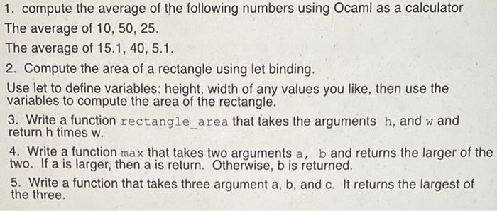 Solved 1. compute the average of the following numbers using | Chegg.com
