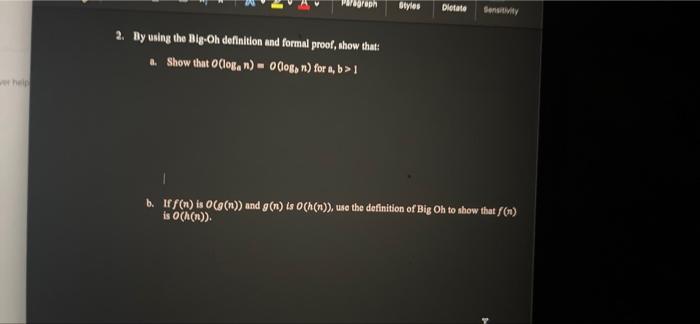 Solved Igraph Otyles Dletata Genti 2. By using the Big-Oh | Chegg.com