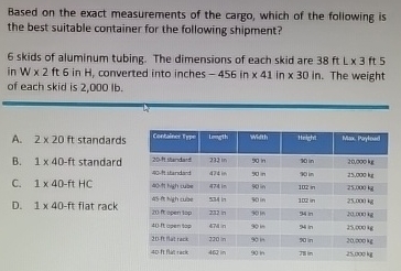 Solved Based on the exact measurements of the cargo, which | Chegg.com