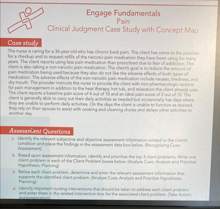 Solved Engage Fundamentals Pain Clinical Judgment Case Study | Chegg.com