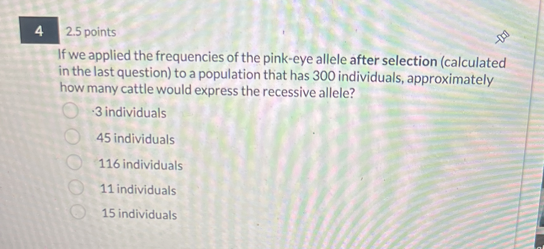 Solved If we applied the frequencies of the pink-eye allele | Chegg.com