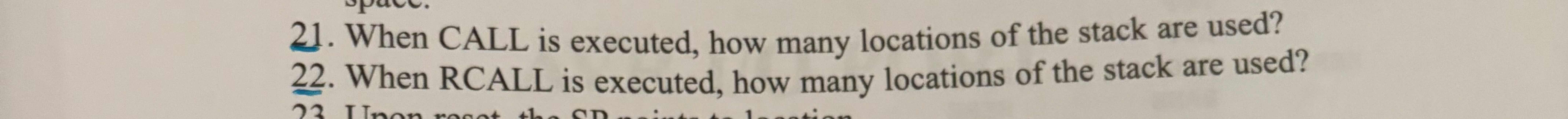 Solved When CALL is executed, how many locations of the | Chegg.com
