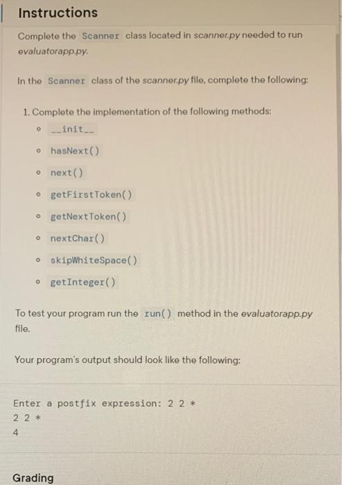 Solved Instructions Complete the Scanner class located in | Chegg.com
