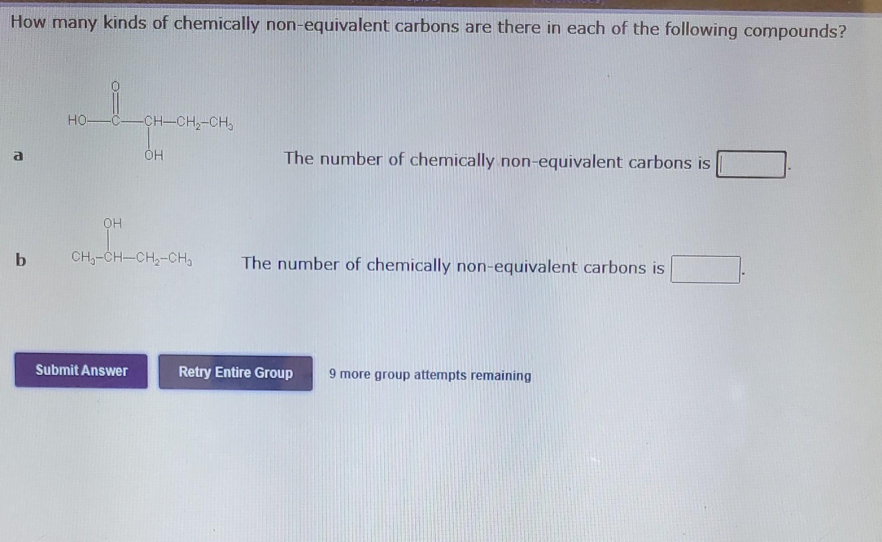Solved How many kinds of chemically non-equivalent carbons | Chegg.com