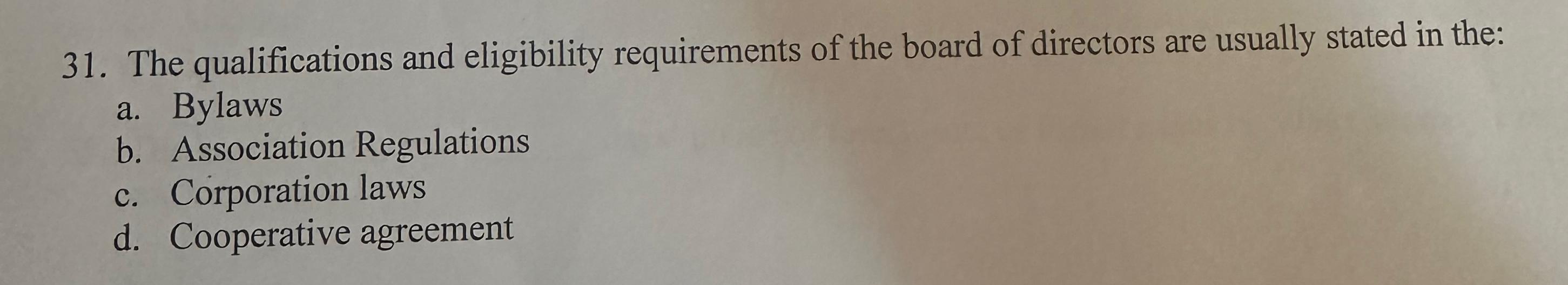 Solved The qualifications and eligibility requirements of | Chegg.com