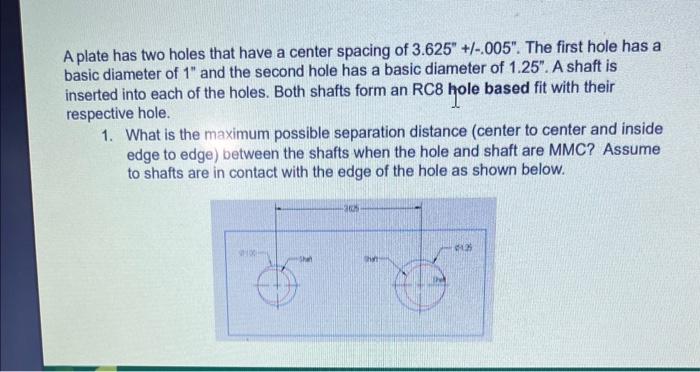 Solved A plate has two holes that have a center spacing of | Chegg.com