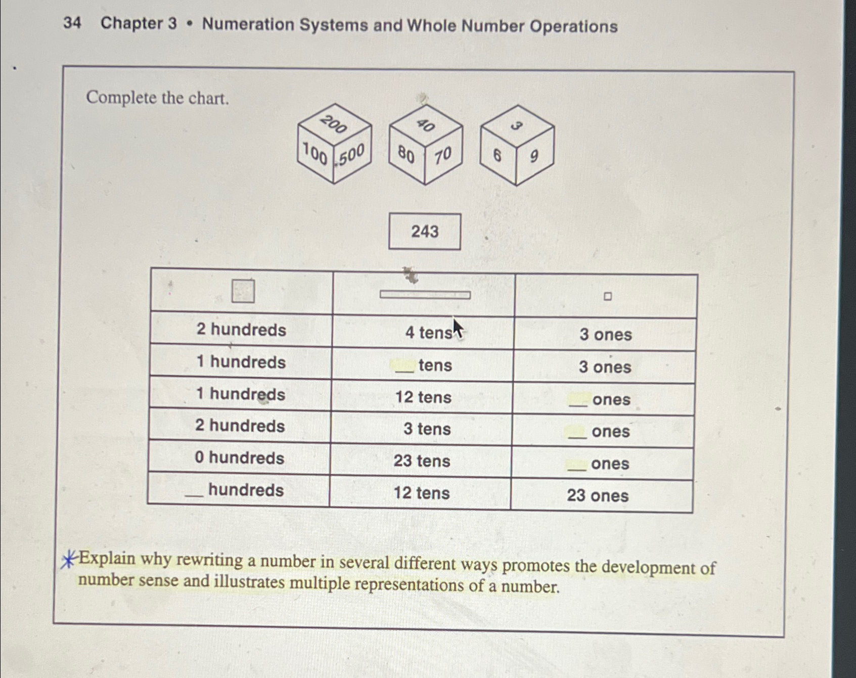 34 ﻿Chapter 3* ﻿Numeration Systems and Whole Number | Chegg.com