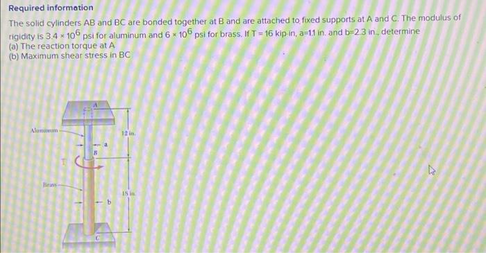 Solved Required information The solid cylinders AB and BC | Chegg.com
