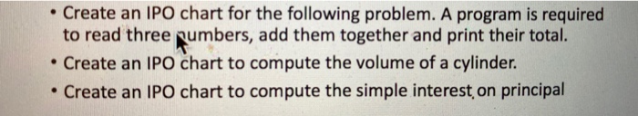 Solved • Create an IPO chart for the following problem. A | Chegg.com