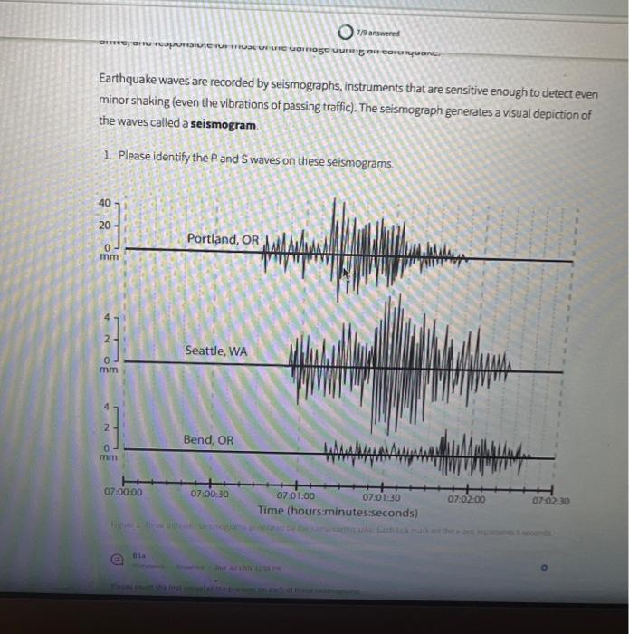 Earthquake waves are recorded by seismographs, | Chegg.com