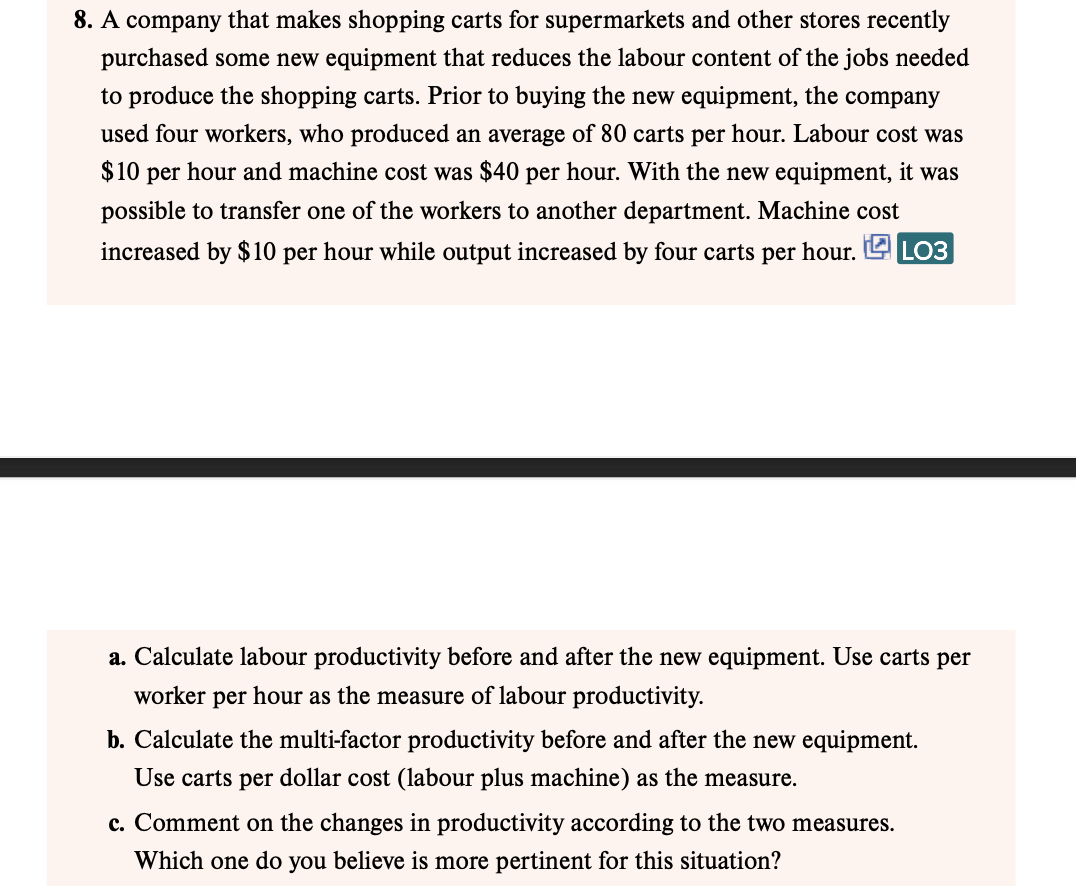 Solved a. ﻿Calculate labour productivity before and after | Chegg.com