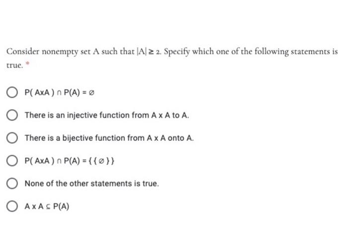 Solved Consider nonempty set A such that A[2 2. Specify | Chegg.com