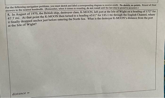 Solved For the following navigation problems, you must | Chegg.com