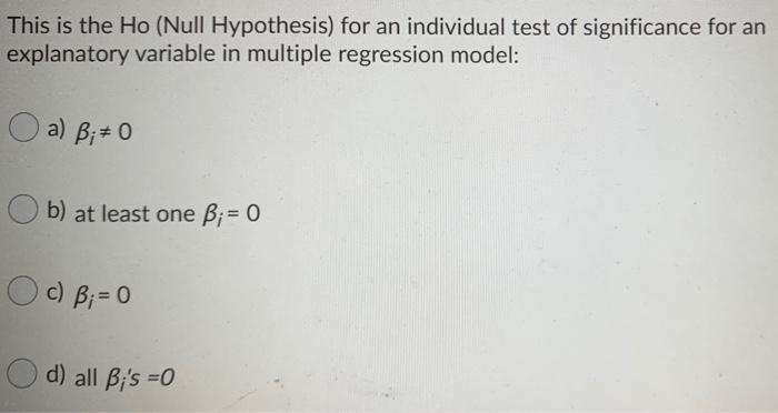 Solved This is the Ho (Null Hypothesis) for an individual | Chegg.com