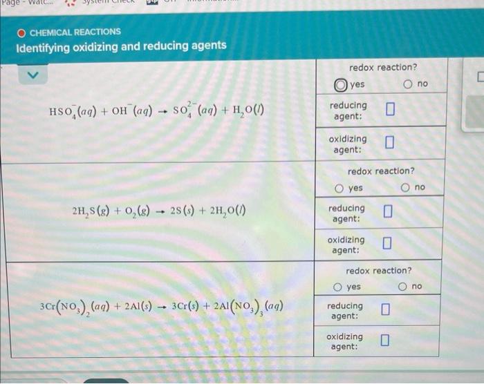 Solved CHEMICAL REACTIONS Identifying oxidizing and reducing | Chegg.com
