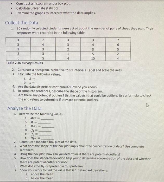 Solved - Construct a histogram and a boxplot. - Calculate | Chegg.com
