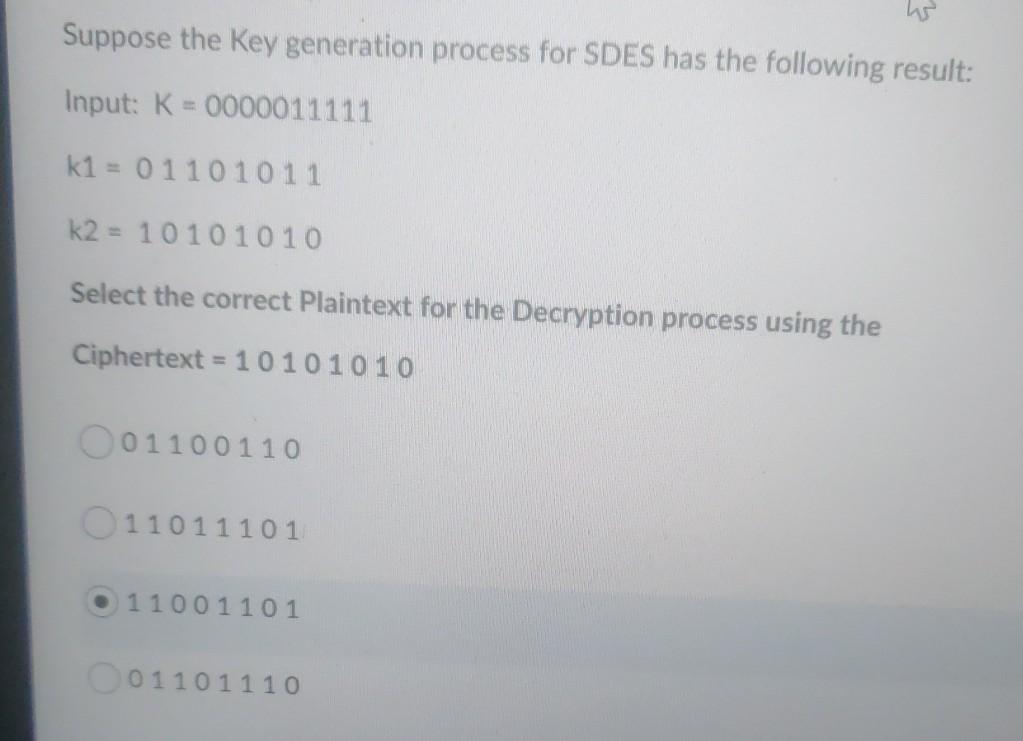 Solved Suppose the key generation process for SDES has the | Chegg.com