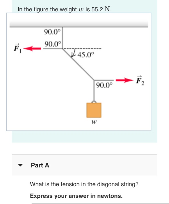 Solved In the figure the weight w is 55.2 N. 90.0° 90.0° | Chegg.com