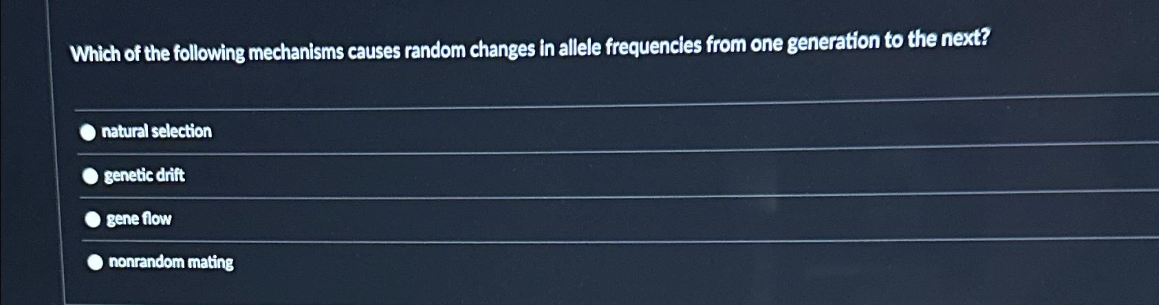 Solved Which of the following mechanisms causes random | Chegg.com