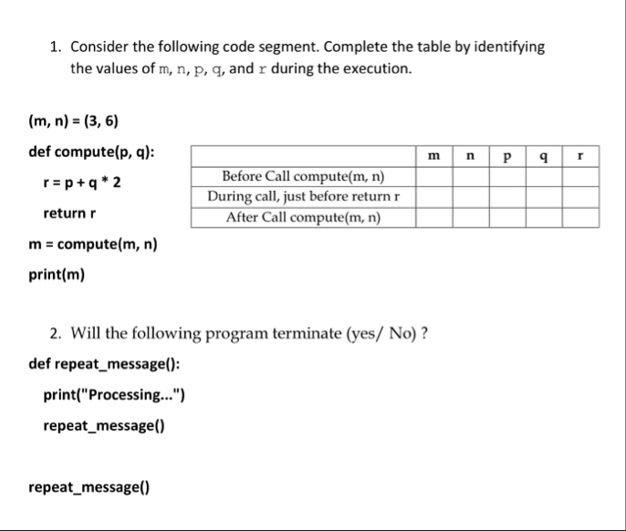 Solved Consider The Following Code Segment Complete The 5821
