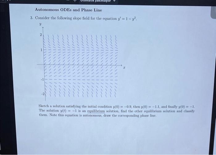 Solved Autonomous ODEs and Phase Line 3. Consider the | Chegg.com