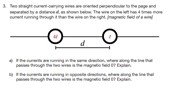 Solved Two straight current-carrying wires are oriented | Chegg.com
