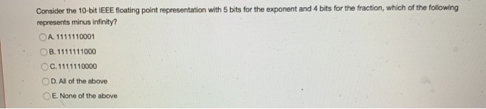 Solved Consider the 10-bit IEEE floating point | Chegg.com
