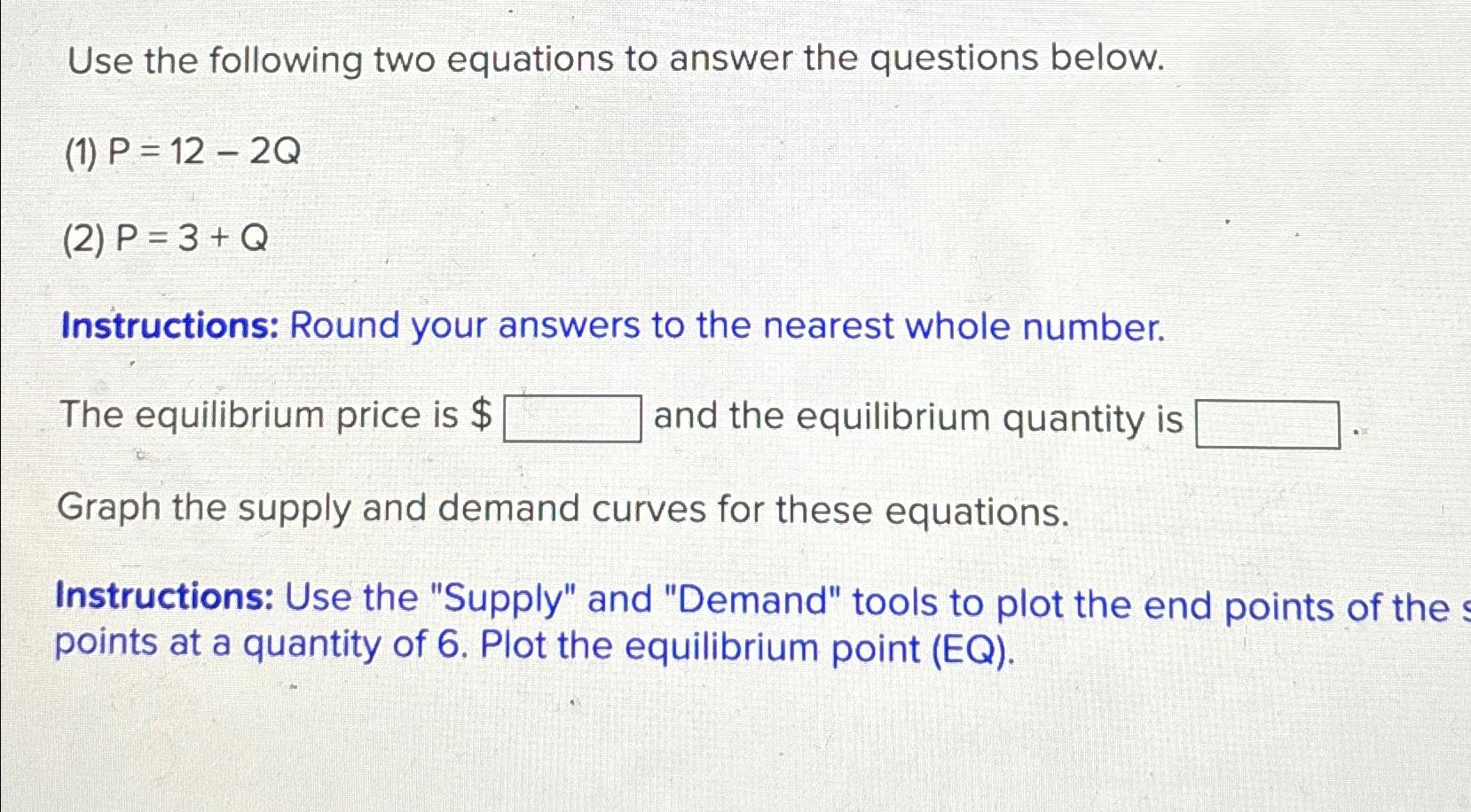 Solved Use the following two equations to answer the | Chegg.com