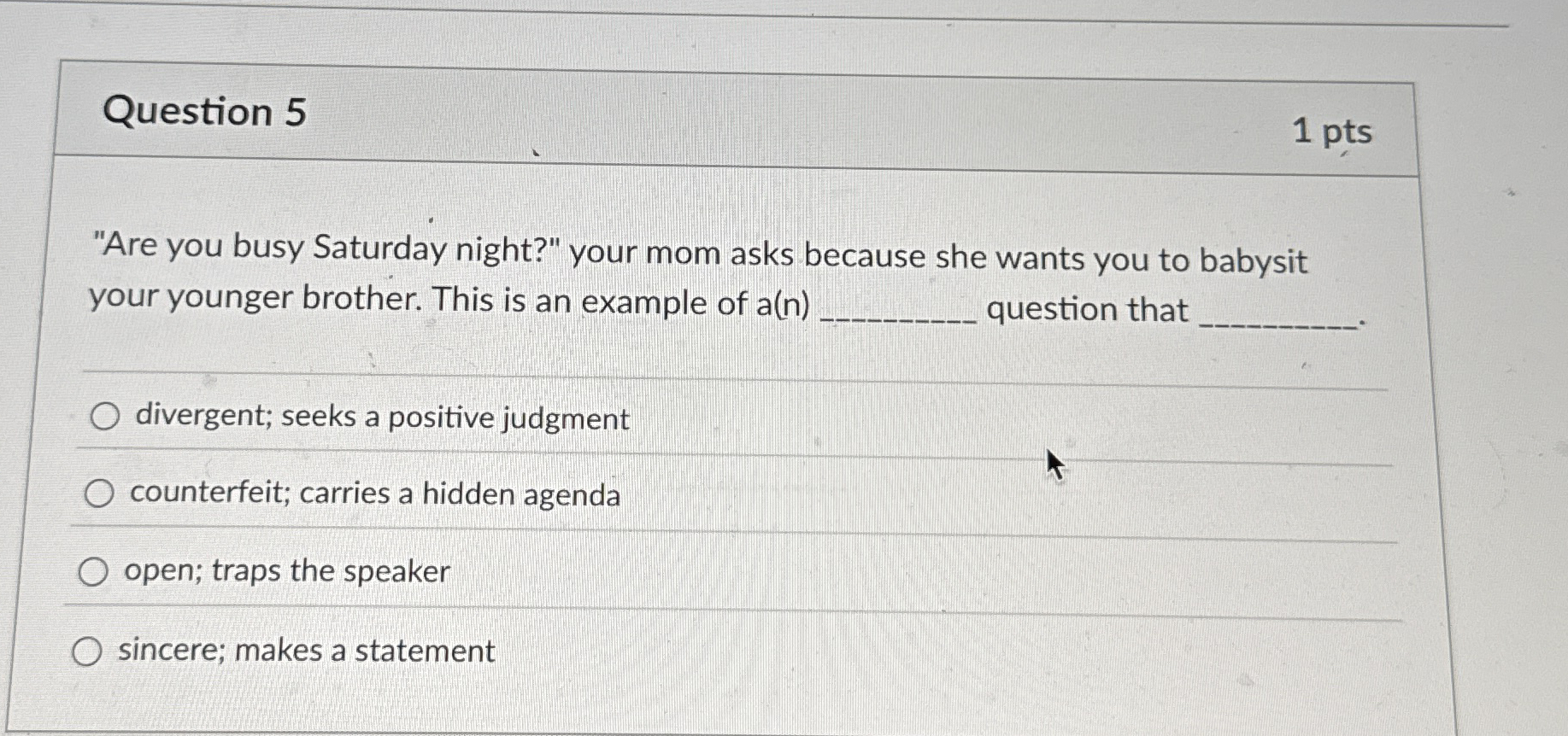 High Quality SOLUTION Question 51 ﻿pts"Are you busy Saturday night ...