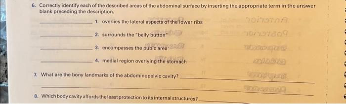 Solved 6. Correctly identify each of the described areas of | Chegg.com