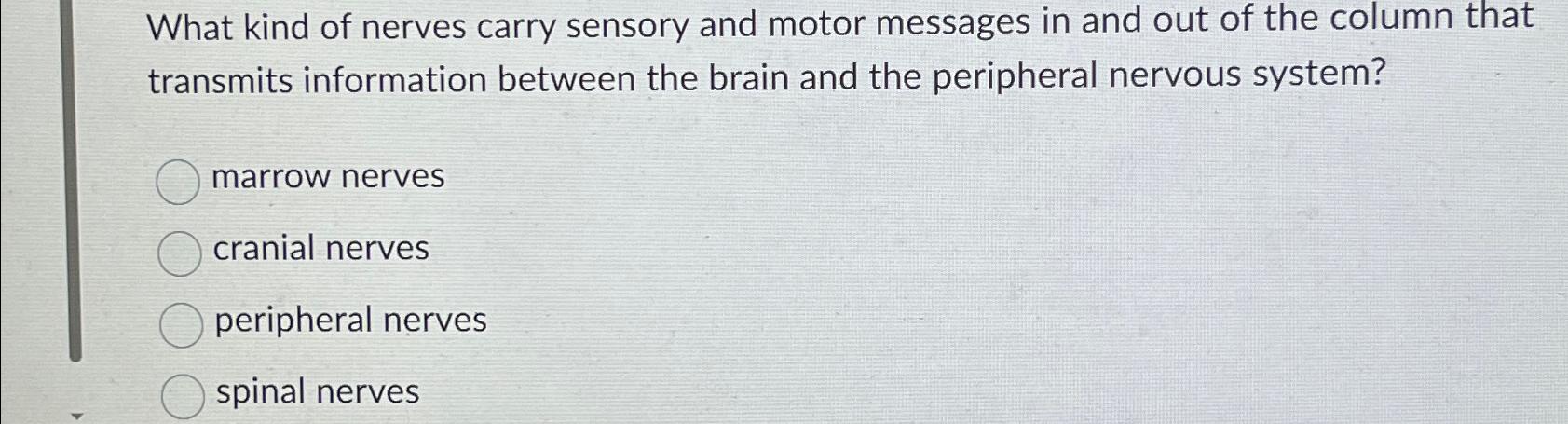 Solved What kind of nerves carry sensory and motor messages | Chegg.com