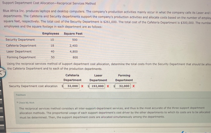 Solved Support Department Cost Allocation-Reciprocal | Chegg.com