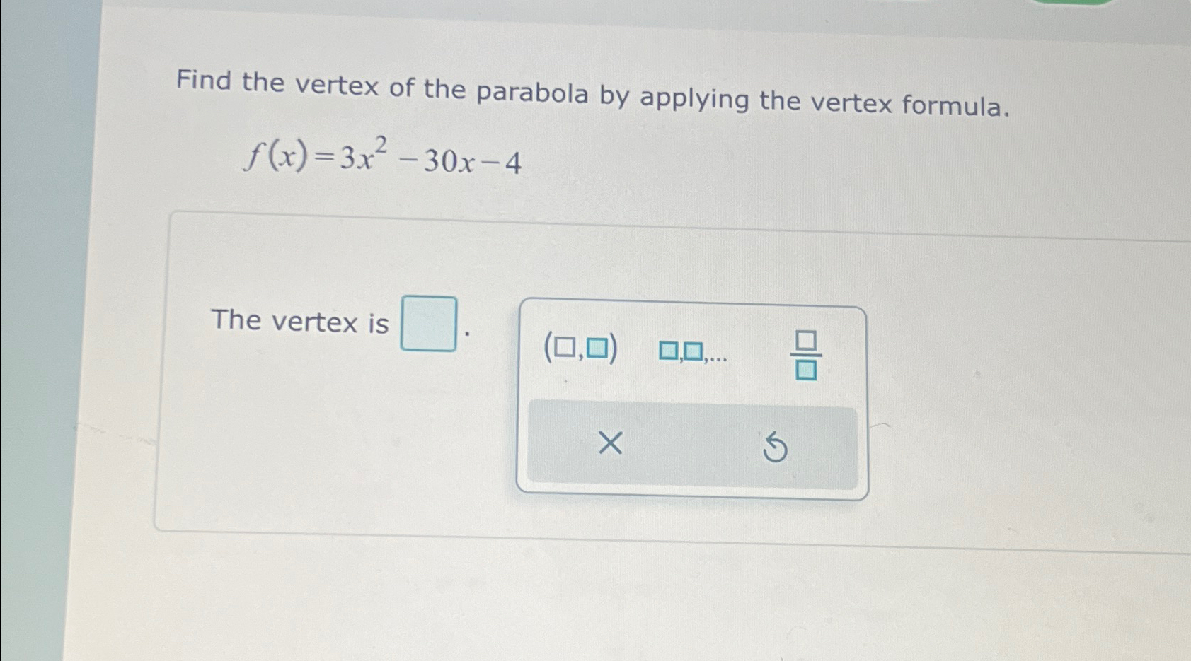 Solved Find the vertex of the parabola by applying the | Chegg.com