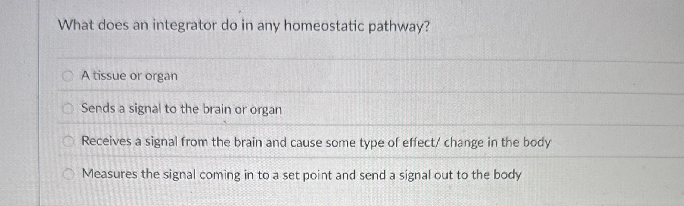 Solved What does an integrator do in any homeostatic | Chegg.com