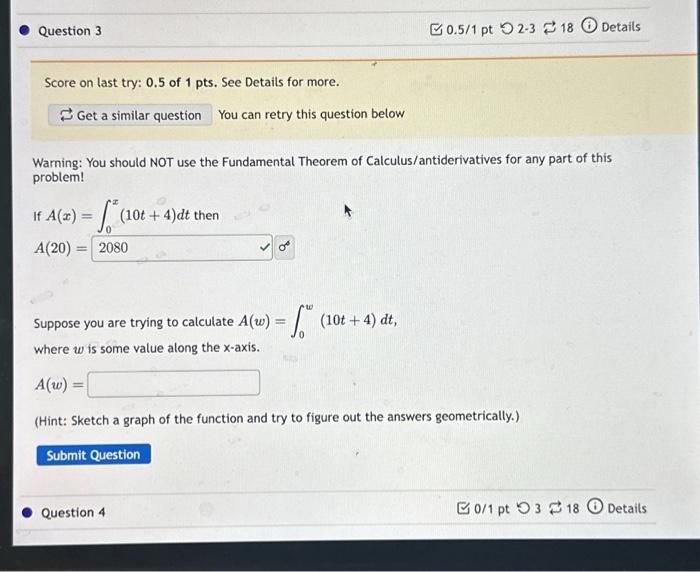 Solved Warning: You should NOT use the Fundamental Theorem | Chegg.com