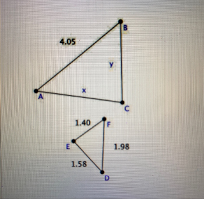 Solved Two Triangles are similar, ABC - DFE. calculate this | Chegg.com