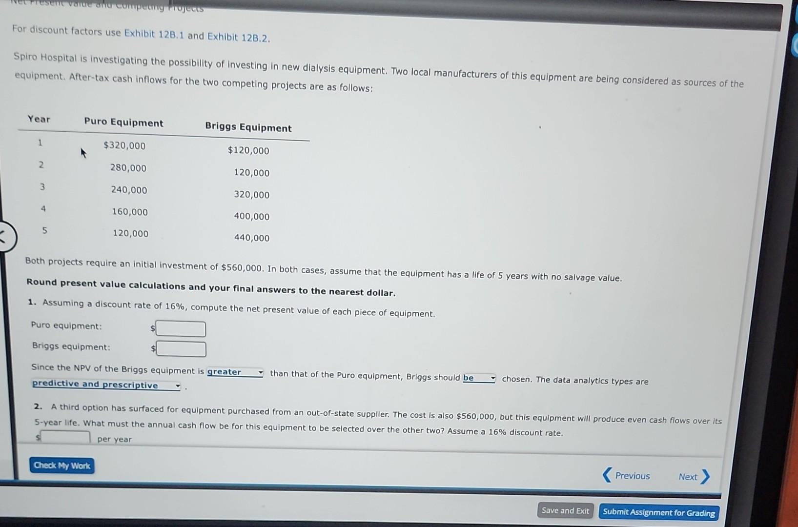 Solved For discount factors use Exhibit 12B.1 and Exhibit | Chegg.com