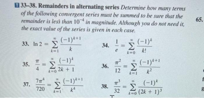Solved 33-38. Remainders in alternating series Determine how | Chegg.com