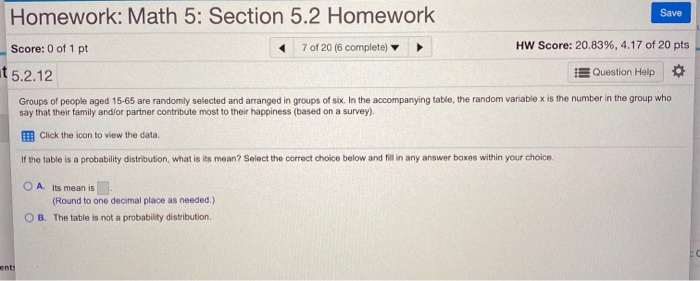 Solved Homework Math 5 Section 5 2 Homework Save 7 Of 20