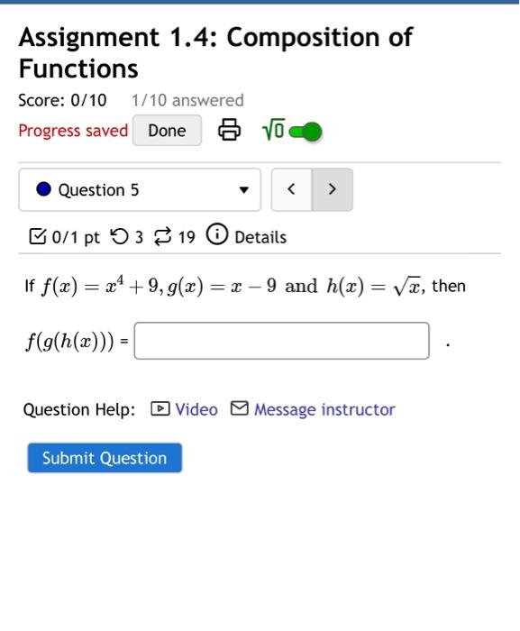 Solved Assignment 1.4: Composition of Functions Score: | Chegg.com