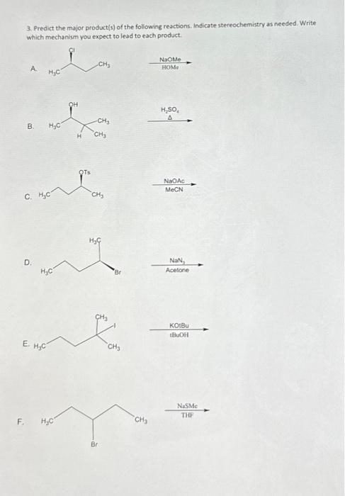 Solved 3. Predict the major product/s) of the following | Chegg.com