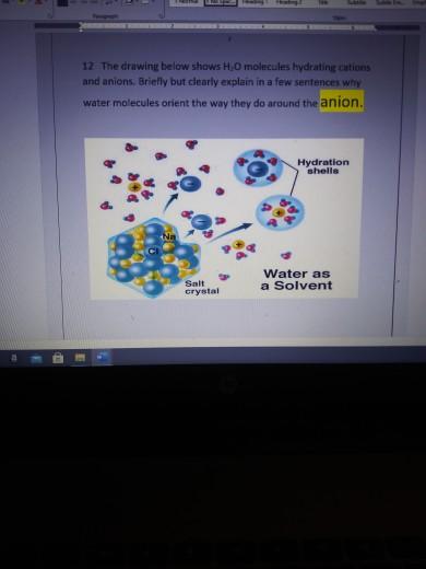 Solved 12 The drawing below shows H.O molecules hydrating | Chegg.com