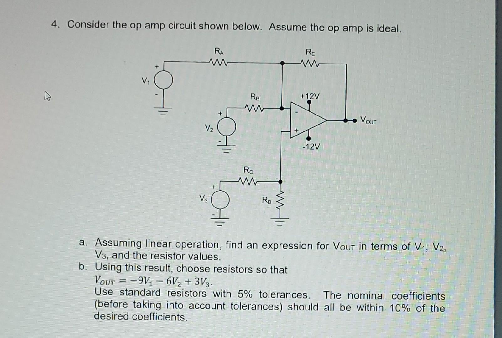 Solved 4. Consider the op amp circuit shown below. Assume | Chegg.com