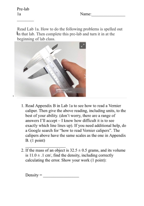 Pre-lab la Name: Read Lab la. How to do the following | Chegg.com