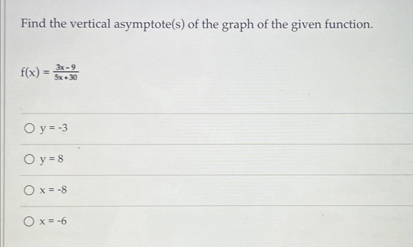 Solved Find the vertical asymptote(s) ﻿of the graph of the | Chegg.com