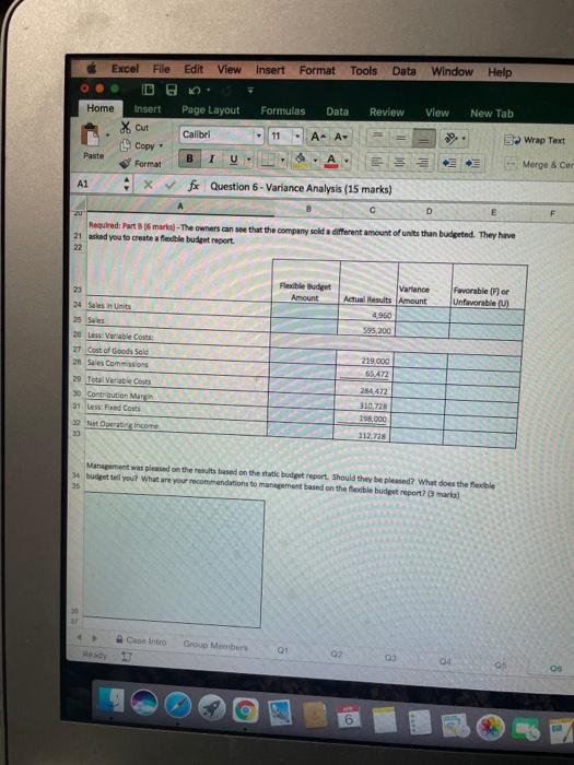 Solved Excel File Edit View Insert Format Tools Data Window | Chegg.com
