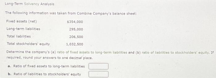 Solved Long-Term Solvency Analysis The following information | Chegg.com