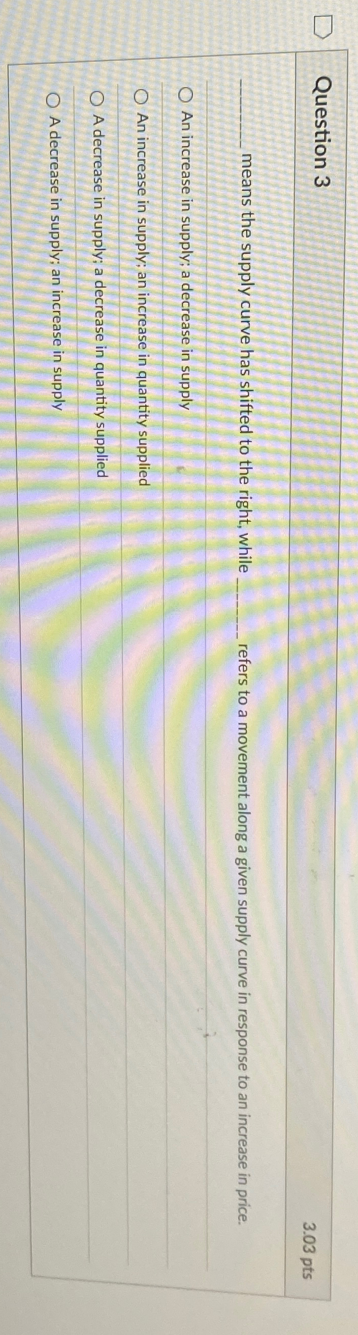 Solved Question 33.03 ﻿ptsmeans the supply curve has shifted | Chegg.com